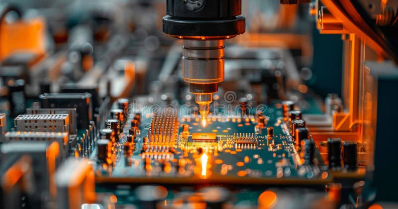 Components Installation on Circuit Board. Fully Automated Modern PCB ...