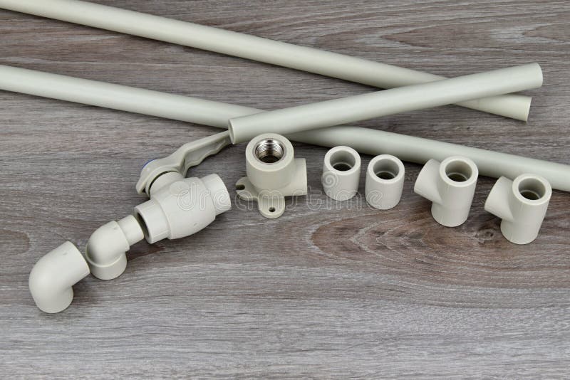 Components Making Water Pipes. Tools for Doing Waterworks Stock Photo ...