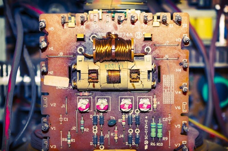 Components Old Electronic Board Stock Image - Image of dark, integrated ...