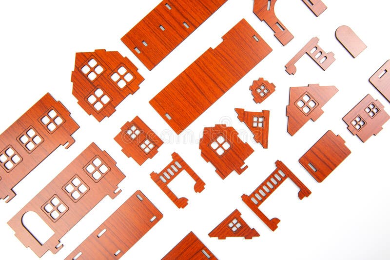 Components of a Prefabricated Model House. Construction of Architecture ...