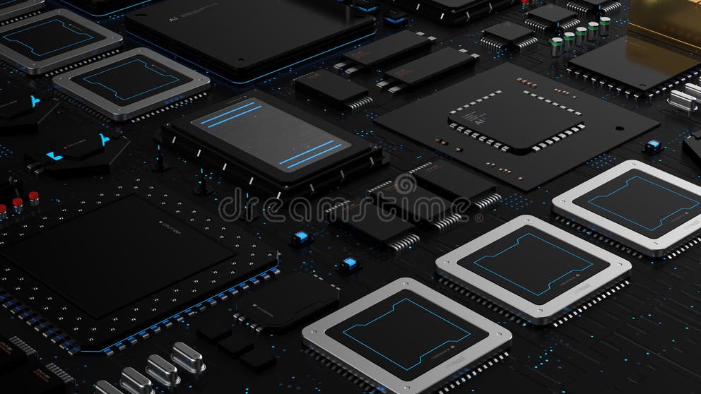 Components of Quantum Computer Parts . Stock Illustration ...
