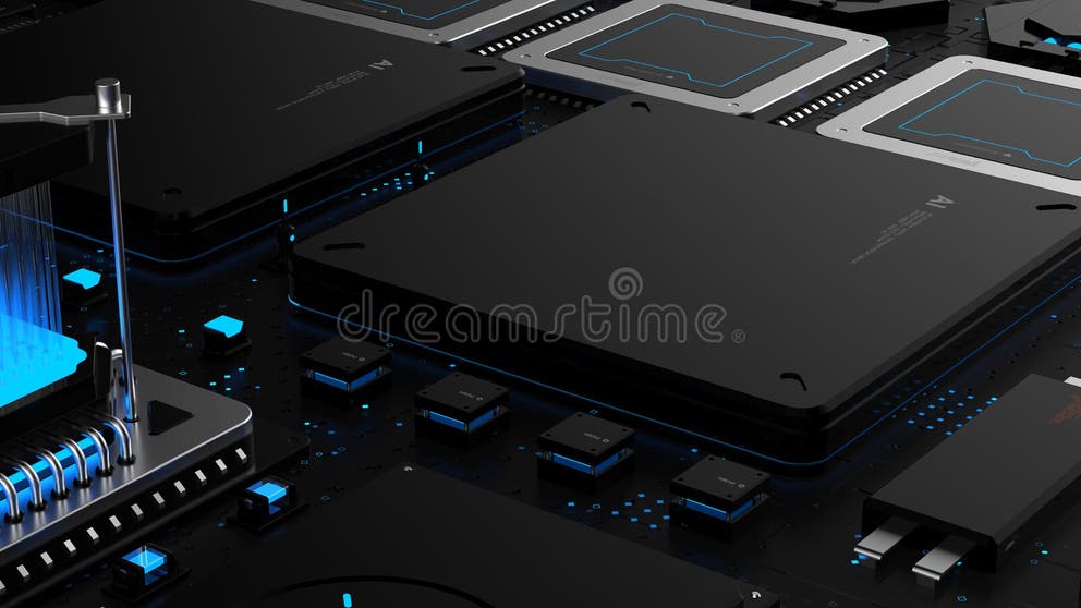 Components of Quantum Computer Parts . Stock Illustration ...