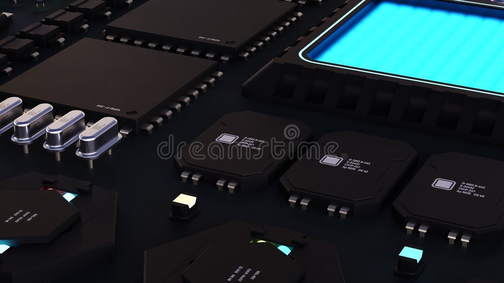 Components of Quantum Computer Parts . Stock Illustration ...