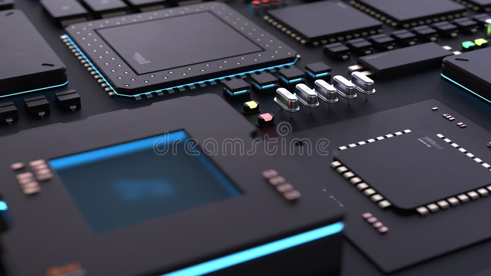 Components of Quantum Computer Parts . Stock Illustration ...