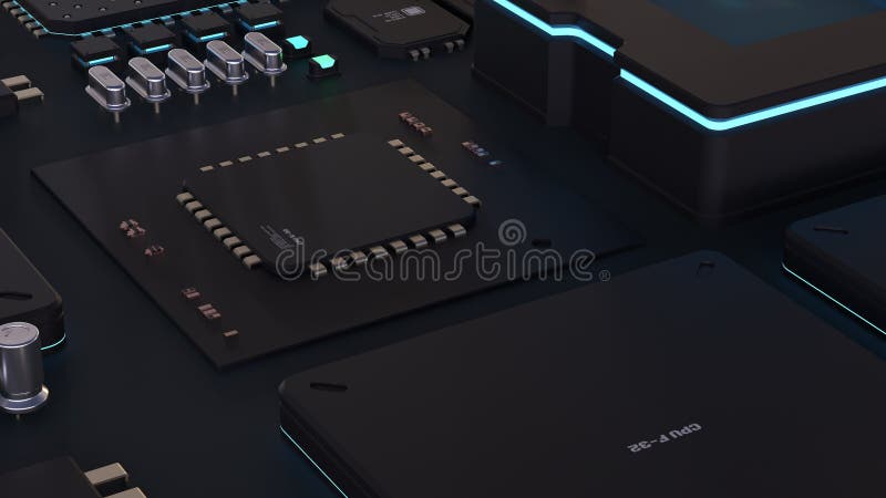 Components of Quantum Computer Parts . Stock Illustration ...