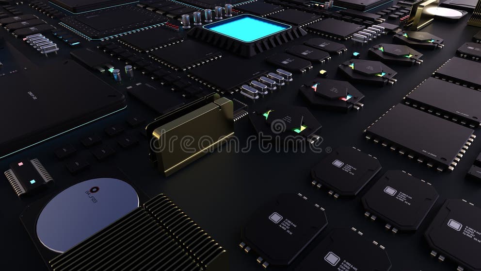 Components of Quantum Computer Parts . Stock Illustration ...