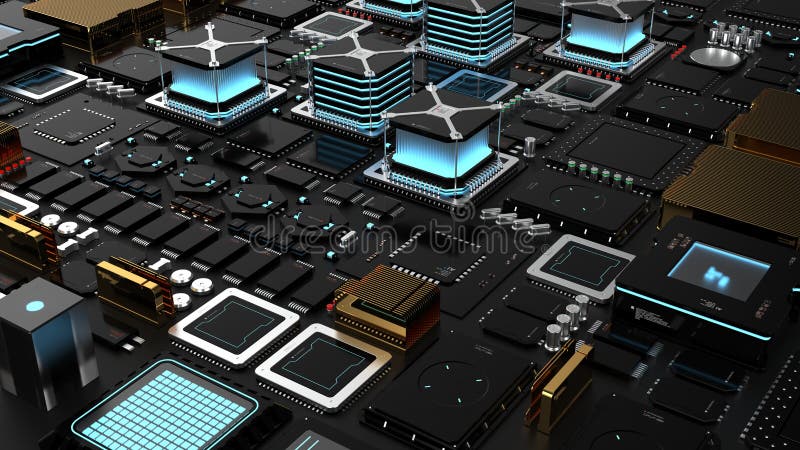 Components of Quantum Computer Parts . Stock Illustration ...