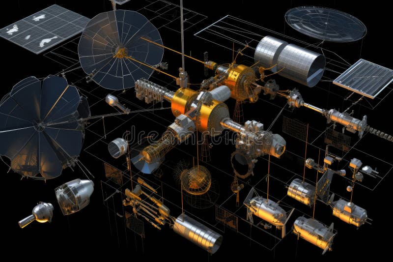Components of Solar Sail Propulsion System Laid Out Stock Illustration ...