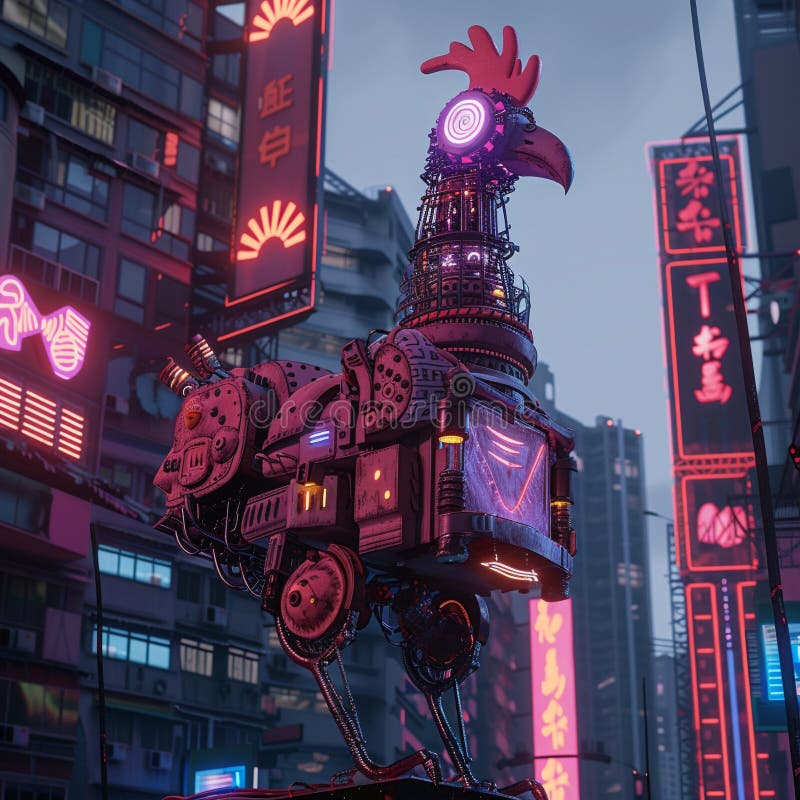 Compose a 3D Animation Concept Showing a Chicken Robot Navigating ...