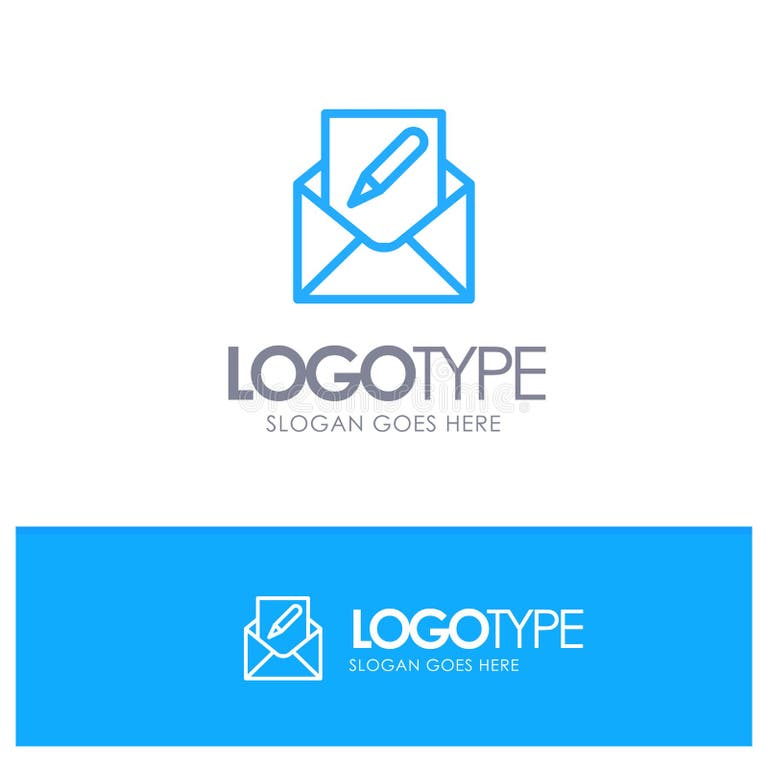 Compose, Edit, Email, Envelope, Mail Blue OutLine Logo with Place for ...