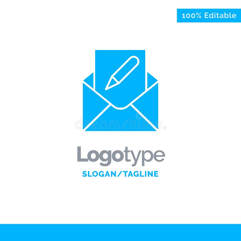 Compose, Edit, Email, Envelope, Mail Blue Solid Logo Template. Place ...