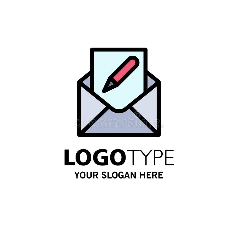 Compose, Edit, Email, Envelope, Mail Business Logo Template. Flat Color ...