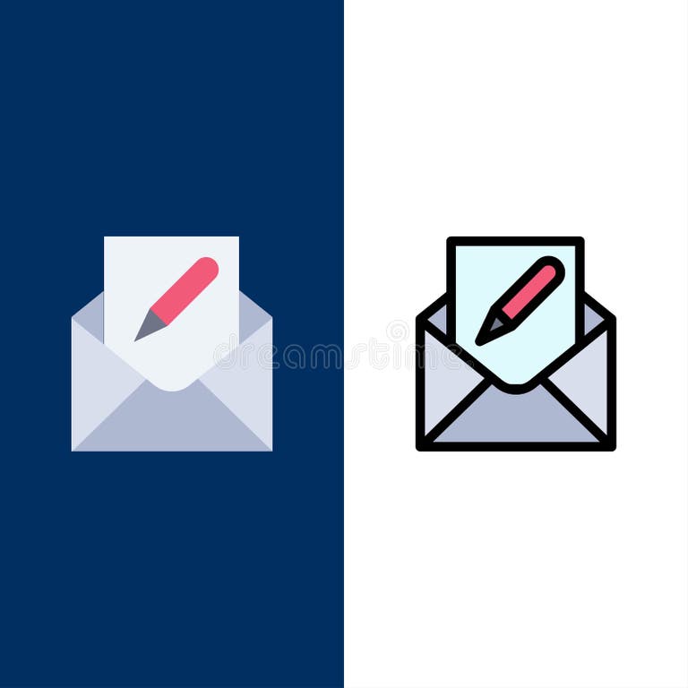 Compose, Edit, Email, Envelope, Mail Icons. Flat and Line Filled Icon ...