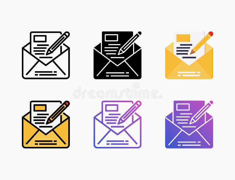 Compose Icon Set with Different Styles. Stock Vector - Illustration of ...