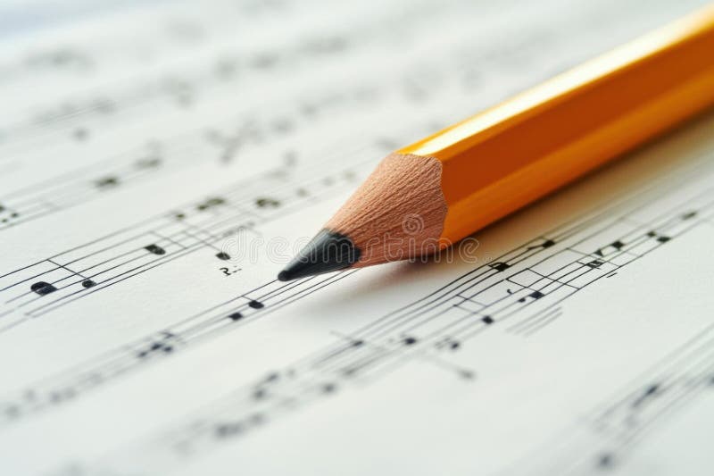 Compose New Melody with Pencil on Sheet Music, Musical Notes ...