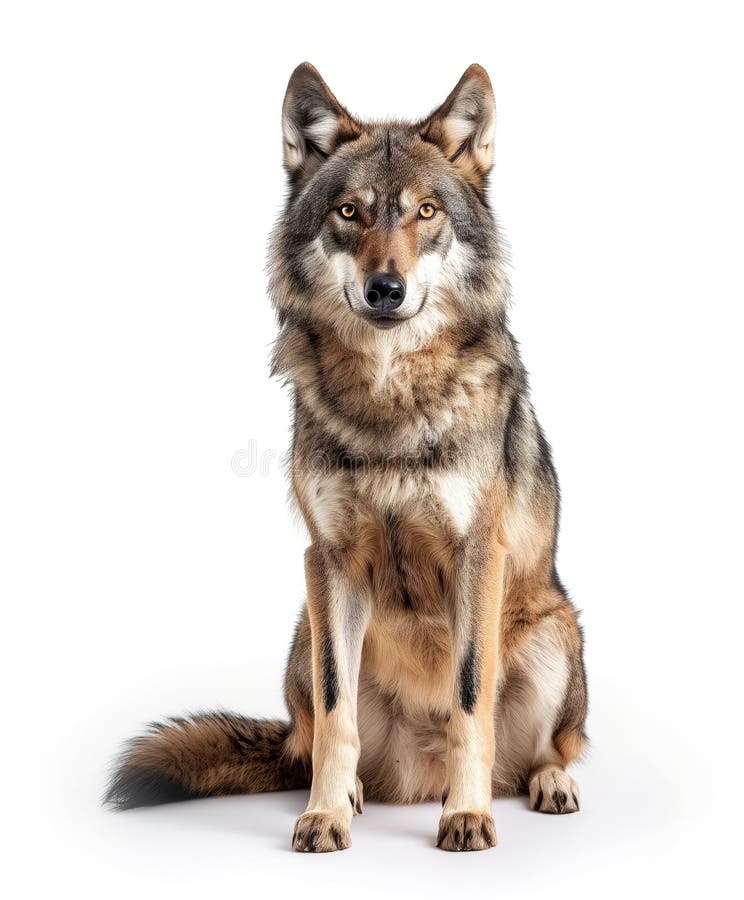 Calm Wolf Sitting on a Stark White Background Stock Photo - Image of wolf, wild: 314905028