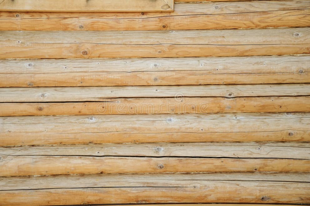 Wall Composed of Processed Logs Stock Photo - Image of material ...