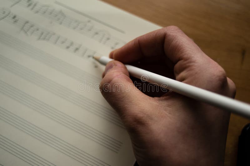 Composer stock photo. Image of hand, notebook, staff - 86623814