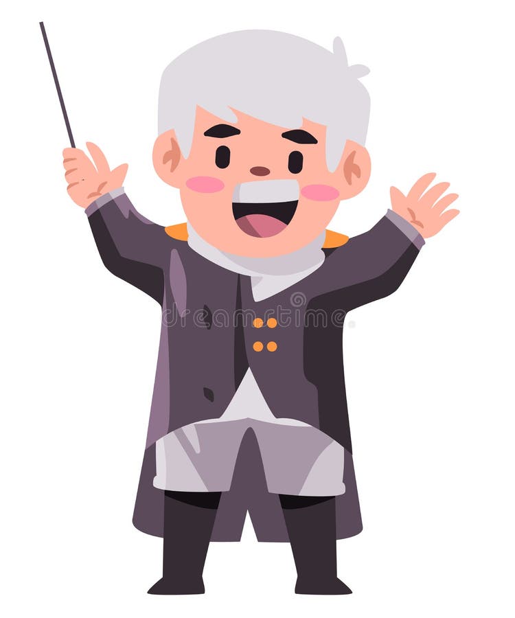 Composer Conducting Choir or Orchestra Concert with Baton Stick Wearing ...