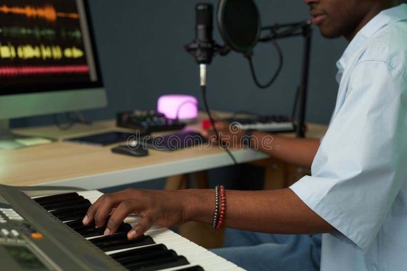 Composer Recording Music in Studio Stock Photo - Image of digital ...