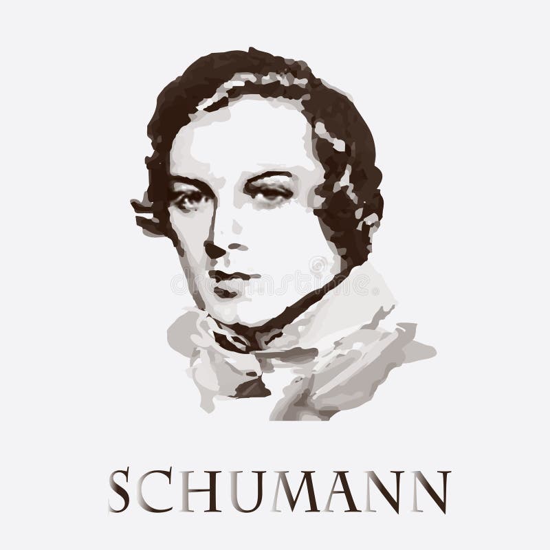 Composer Robert Schumann. Vector Portrait Stock Vector - Illustration ...