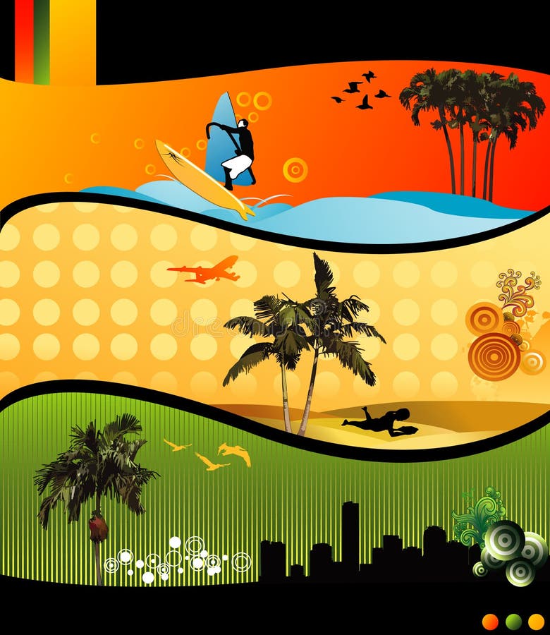 Composición Del Vector De La Playa Ilustración del Vector - Ilustración ...