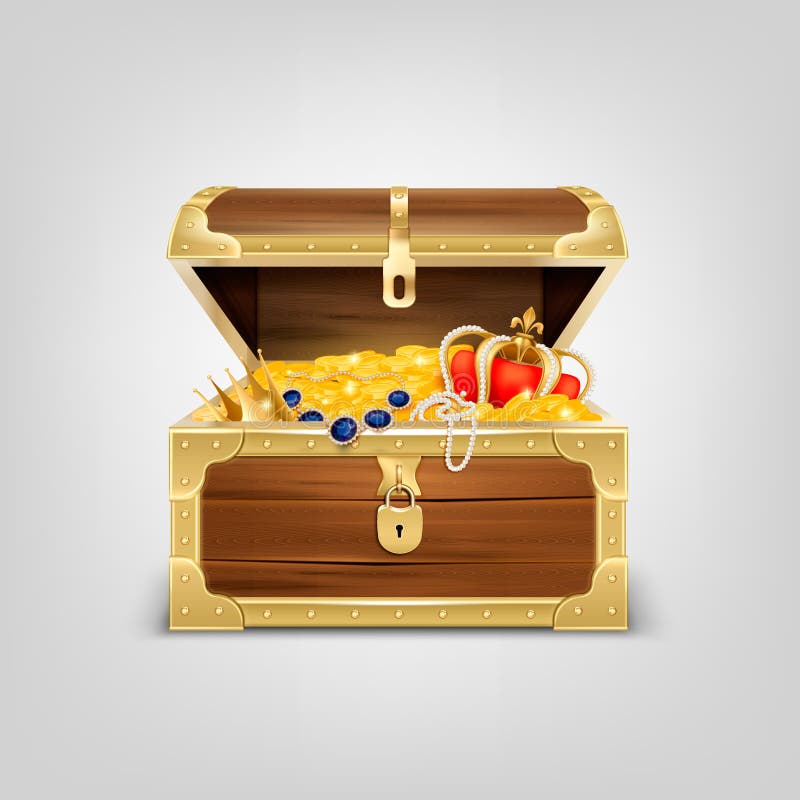 Cofre Del Tesoro Abierto Con Los Tesoros Ilustración del Vector ...