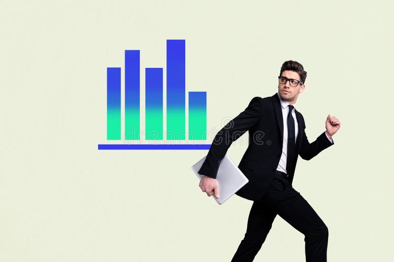 Composite Art 3d Creative Image Collage of Determinate Businessman Run ...