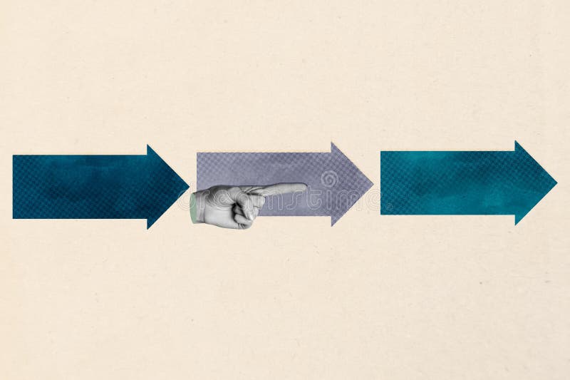 Composite Art 3d Creative Image Collage of Hand Show Index Finger Arrow ...