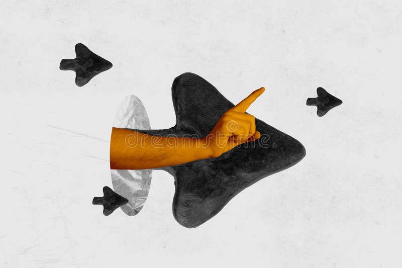 Composite Art 3d Creative Image Collage of Human Hand Point 3d ...