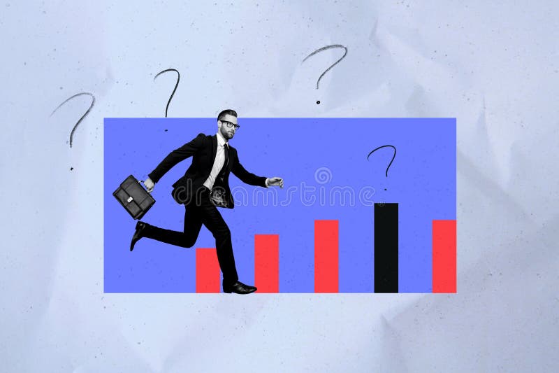 Composite Art 3d Creative Image Collage of Serious Businessman Run ...