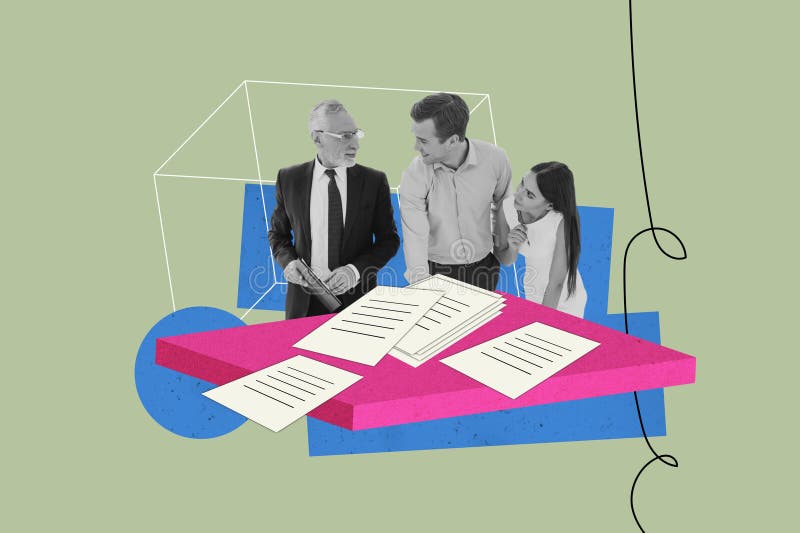 Composite Art 3d Creative Image Collage of Three Business Old Man Young ...