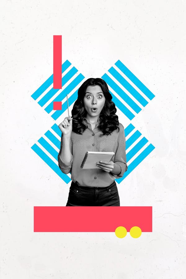 Composite Art 3d Creative Vertical Collage of Astonished Girl Hold ...