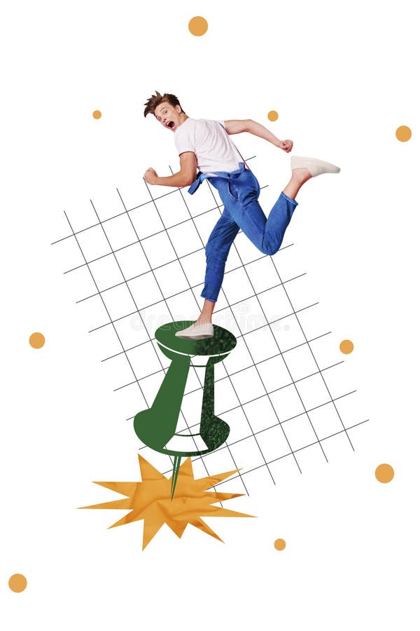 Composite Art 3d Creative Vertical Collage of Scared Man Run Education ...