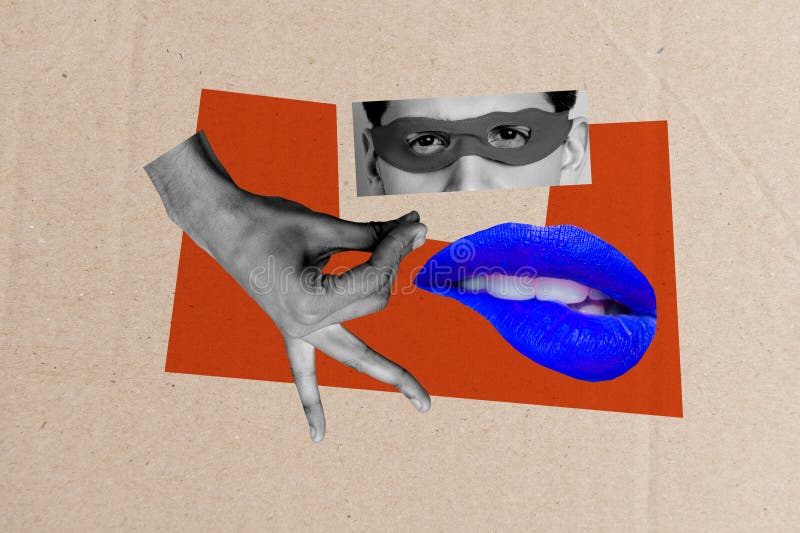 Composite Artwork Collage Image Picture of Arm Fingers Teeth Bite Lips ...