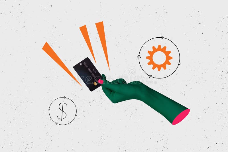 Composite Artwork Collage Image Picture of Arm Hold Debit Card Isolated ...