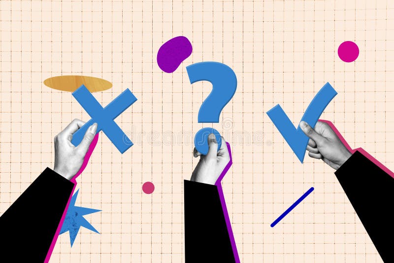 Composite Artwork Collage Image Picture of Arms Hold Question Check ...