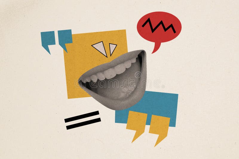 Composite Artwork Collage Image Picture of Talking Mouth Dialogue ...