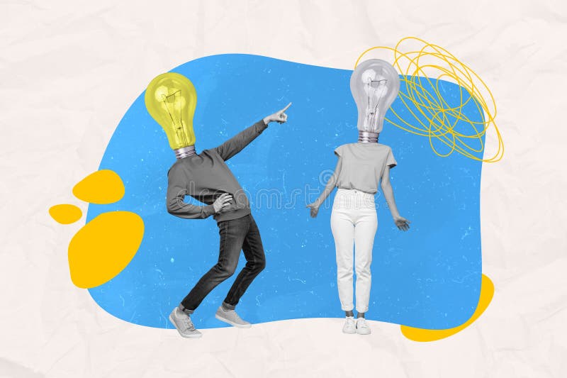 Composite Artwork Collage Two People One Has Electricity Another ...