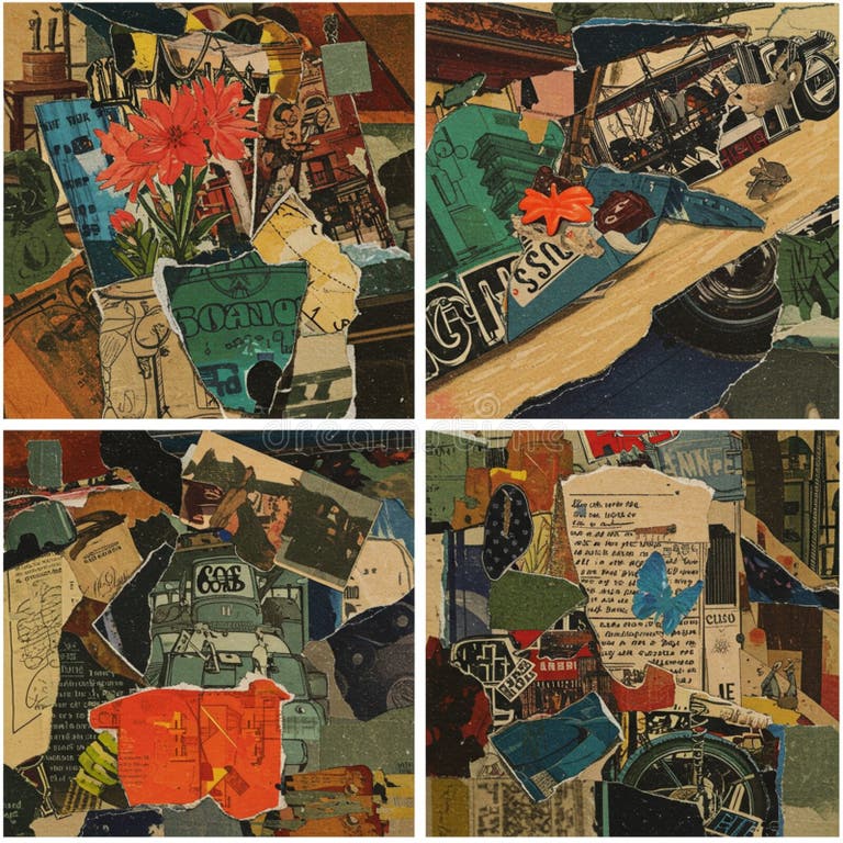 A Composite Artwork Featuring Four Distinct Quadrants, Each with a ...