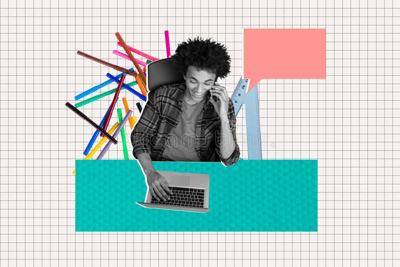 Composite Artwork Photo Collage Trend Template of Young Man Talk ...