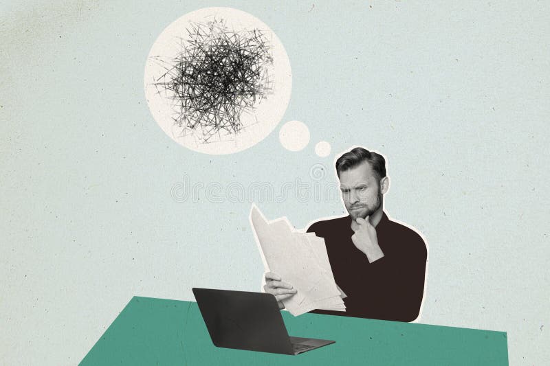 Composite Artwork Sketch Image Photo Collage of Silhouette Young Man ...