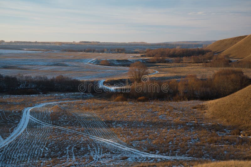 Composite Autumn Landscape. Intersecting Road Goes To Infinity Stock ...