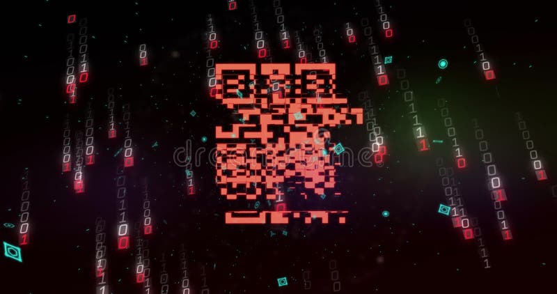 Composite of Binary Coding and Green Qr Code Stock Image - Image of ...