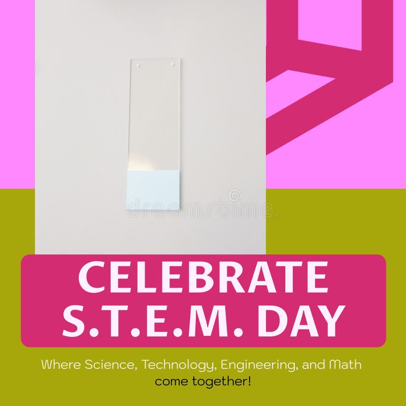 Composite of Celebrate Stem Day Text Over Microscope Slide on White ...