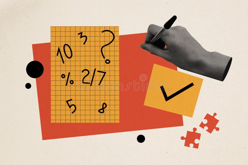 Composite Collage Image of Hand Write Solve Problem Task Math Study ...