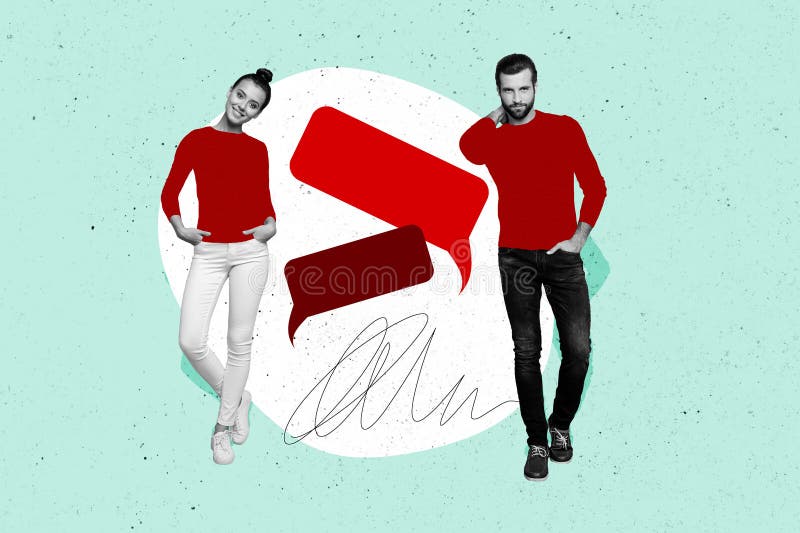 Composite Collage Image of Two Positive Black White Effect People ...