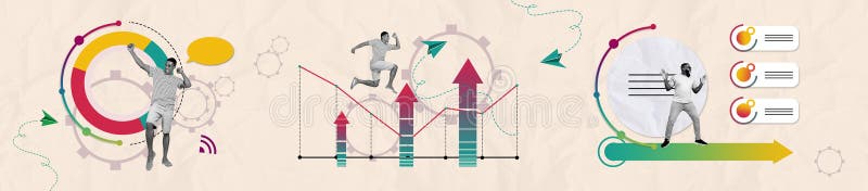 Composite Collage Panorama Image of Graph Statistics Growth Benefit ...