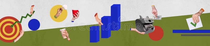 Composite Collage Panorama Image of Statistics Growth Benefit Graphics ...