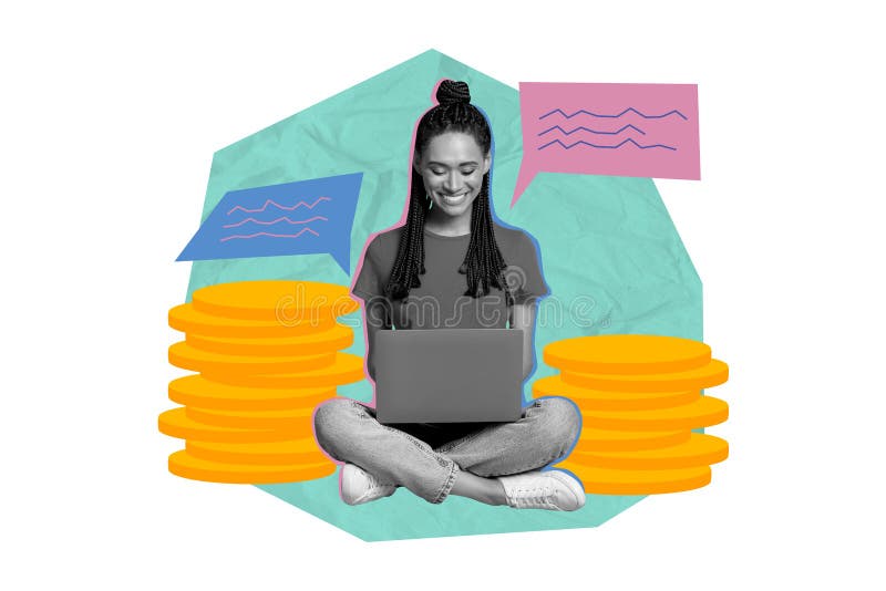 Composite Collage Picture Image of Cheerful Positive Young Employee ...